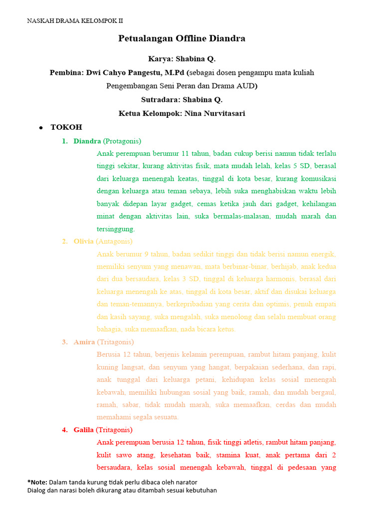 NASKAH DRAMA KELOMPOK II-Petualangan Offline Diandra | PDF