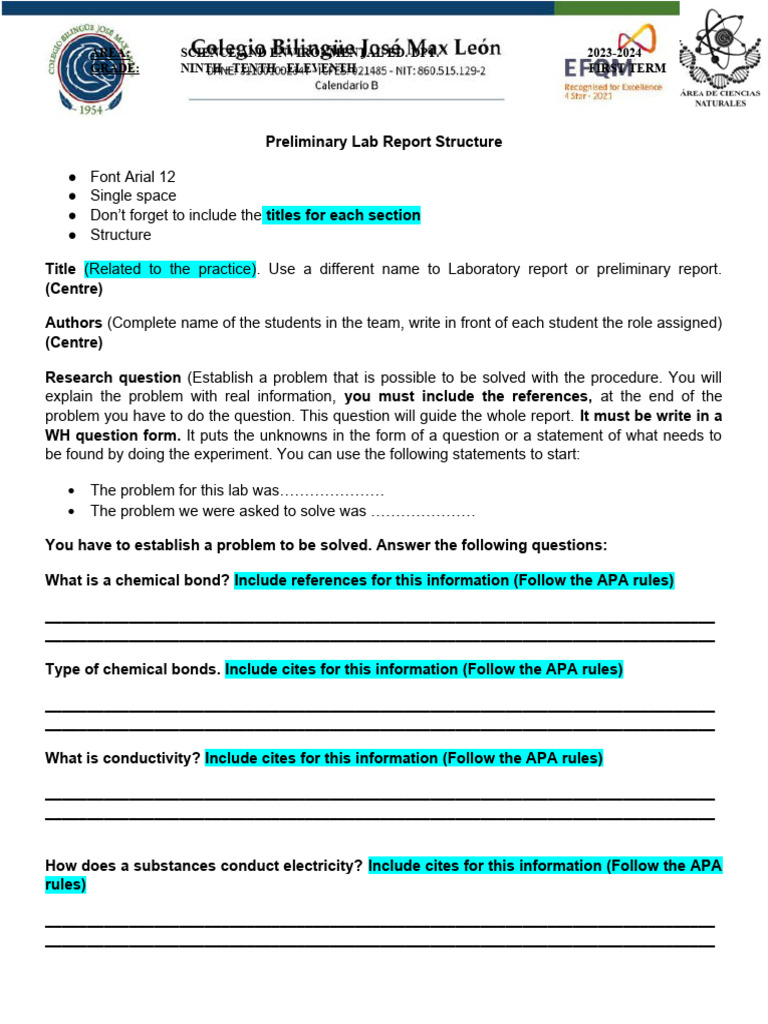 Area: Science and Environmental Ed. Dpt. 2023-2024 Grade: Ninth - Tenth ...