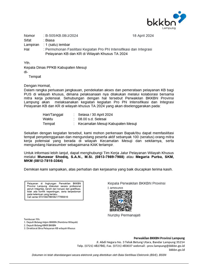 Surat Permohonan Fasilitasi Intensifikasi Dan Integrasi | PDF