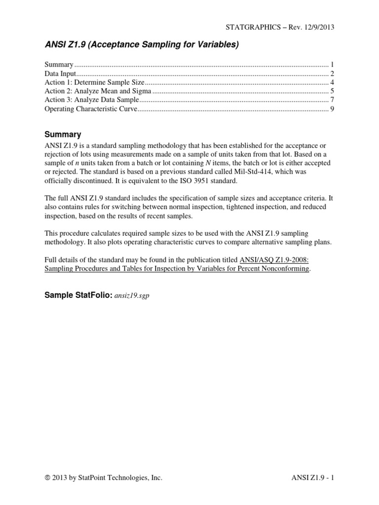MIL-STD-414 Acceptance Sampling For Variables | PDF | Standard ... MIL-STD-414 Acceptance Sampling For Variables | PDF | Standard ...