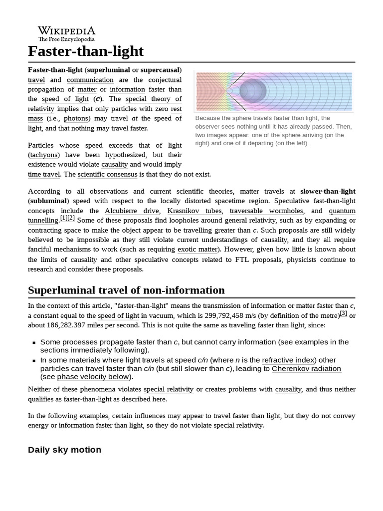 Faster Than Light | PDF | Speed Of Light | Special Relativity