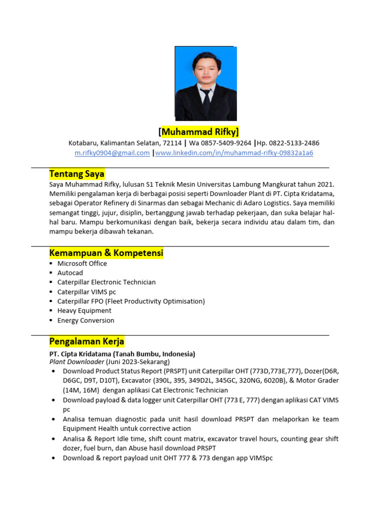 CV Muhammad Rifky | PDF