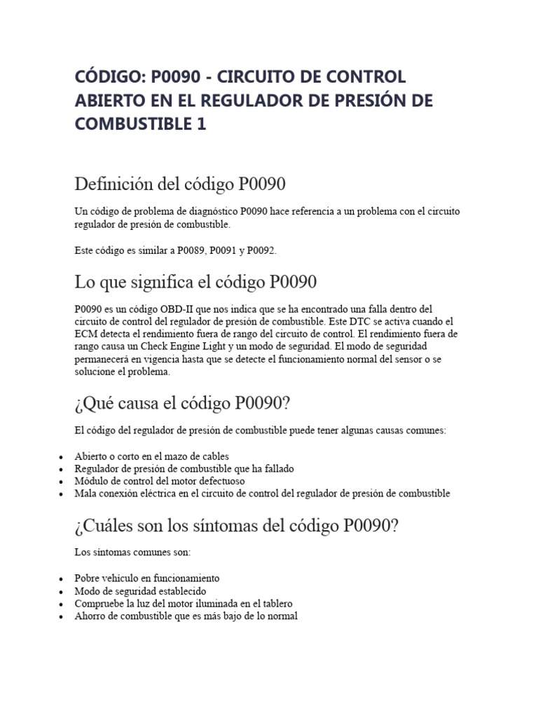 Código P0090 | PDF | Relé