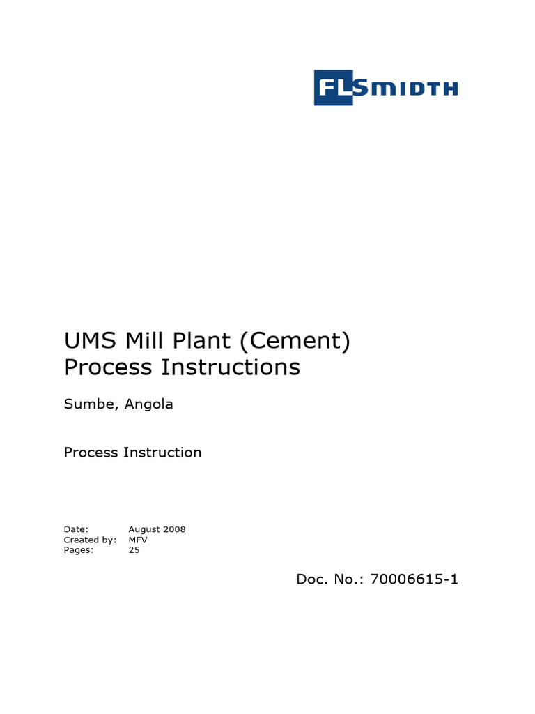 70006615-1 - Cement Mill Process Instructions | PDF | Pump | Personal Protective Equipment