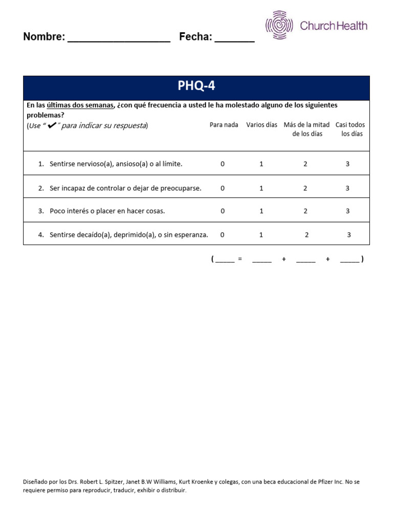 PHQ-4-Spanish Stress | PDF