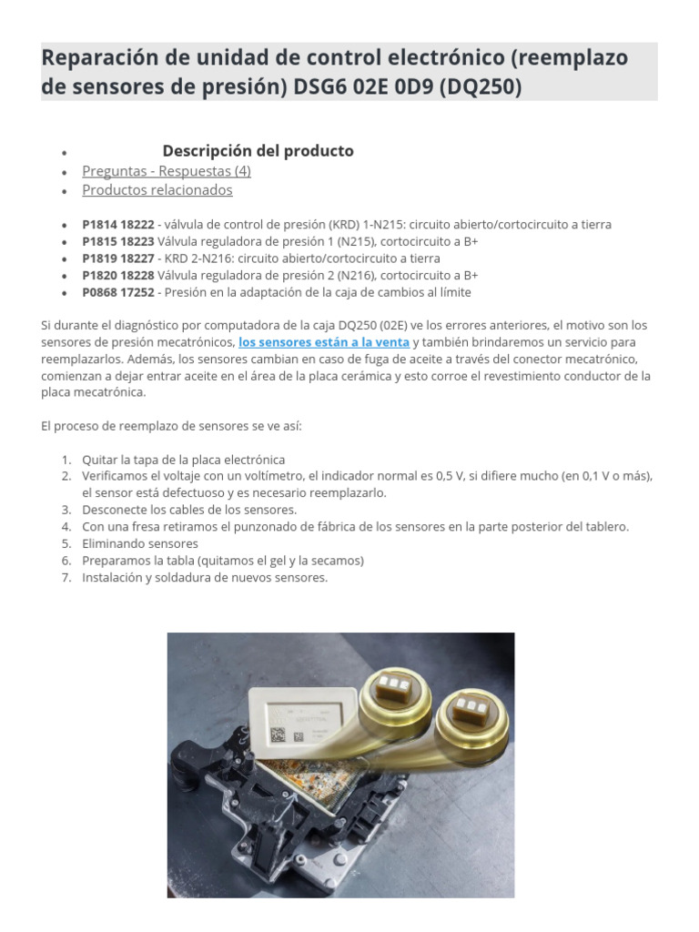 02E DQ250 P1815 P1820 | PDF | Embrague