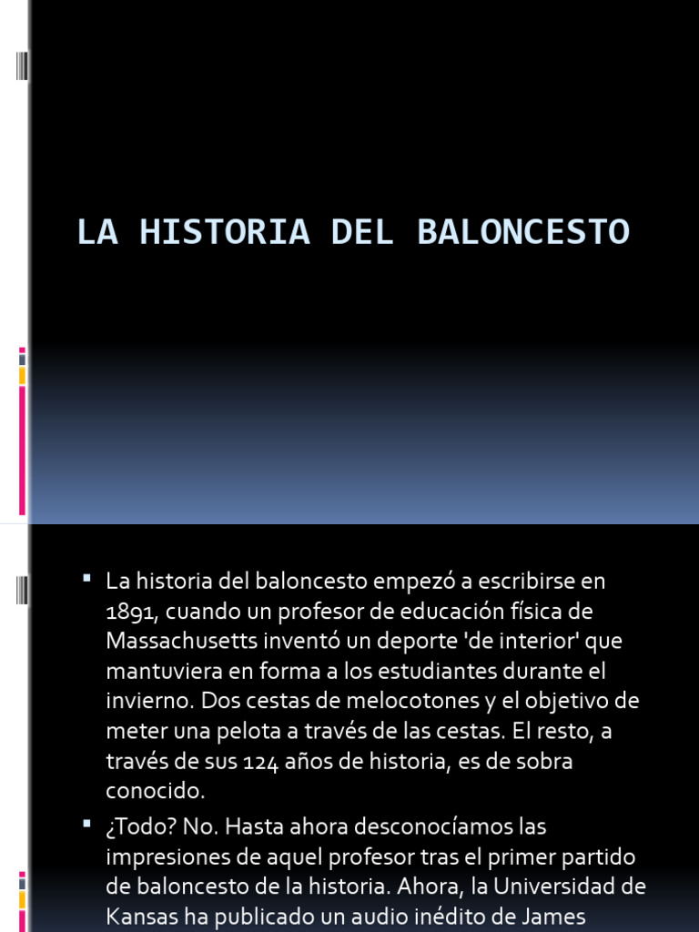 Presentacion Historia Del Baloncesto | PDF | Deportes