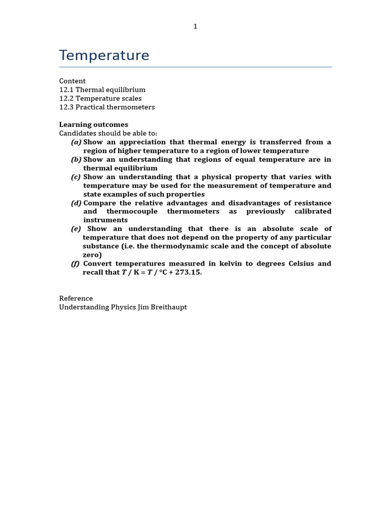 Temperature | PDF | Temperature | Thermometer