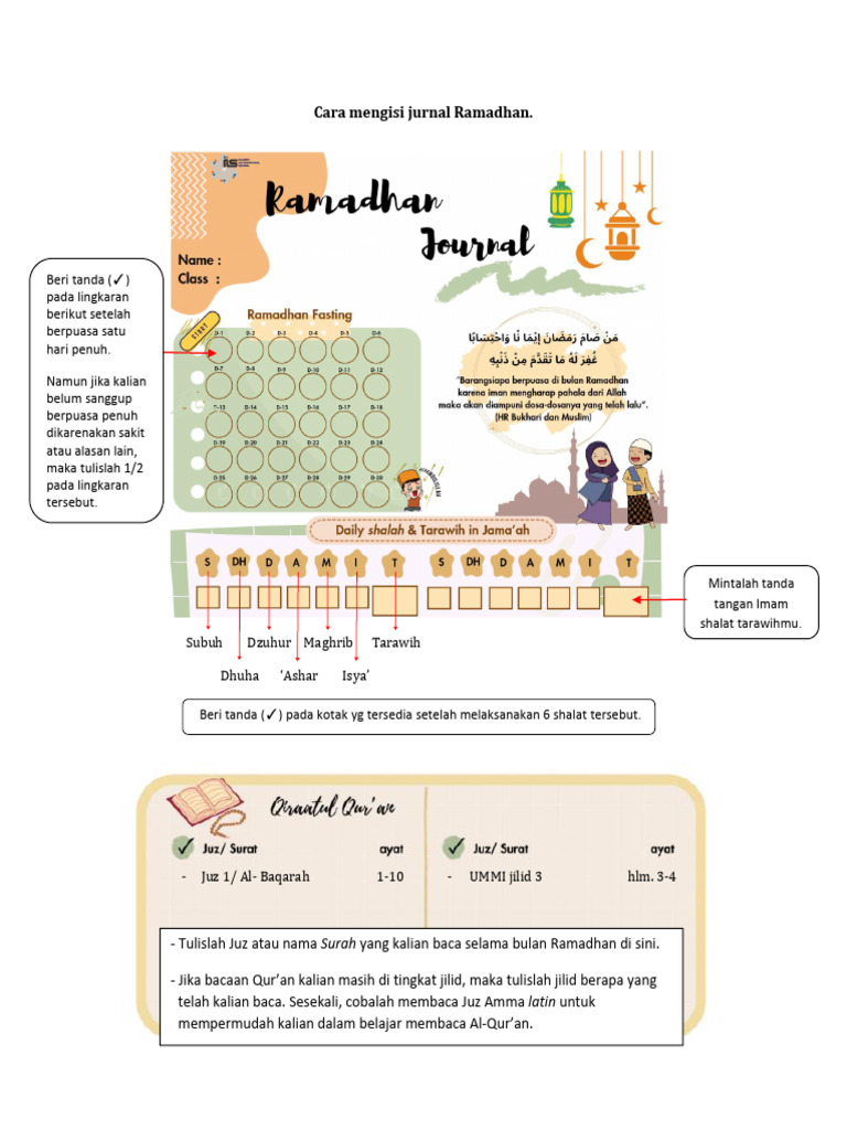 Cara Mengisi Jurnal Ramadhan | PDF