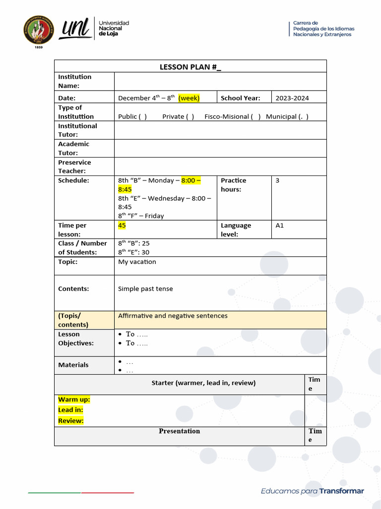 Lesson Plan Format Practicum | PDF | Linguistics | Grammar