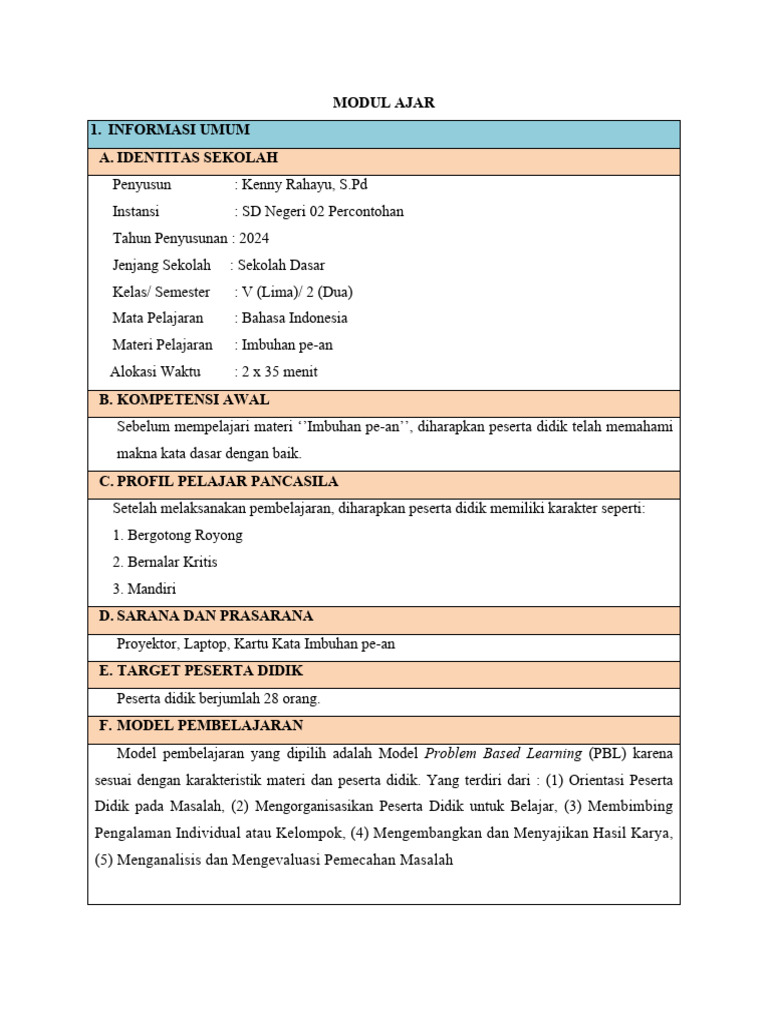 Modul Ajar Imbuhan | PDF