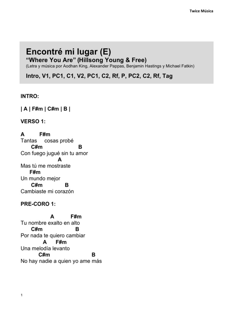 Encontre Mi Lugar Acordes | PDF