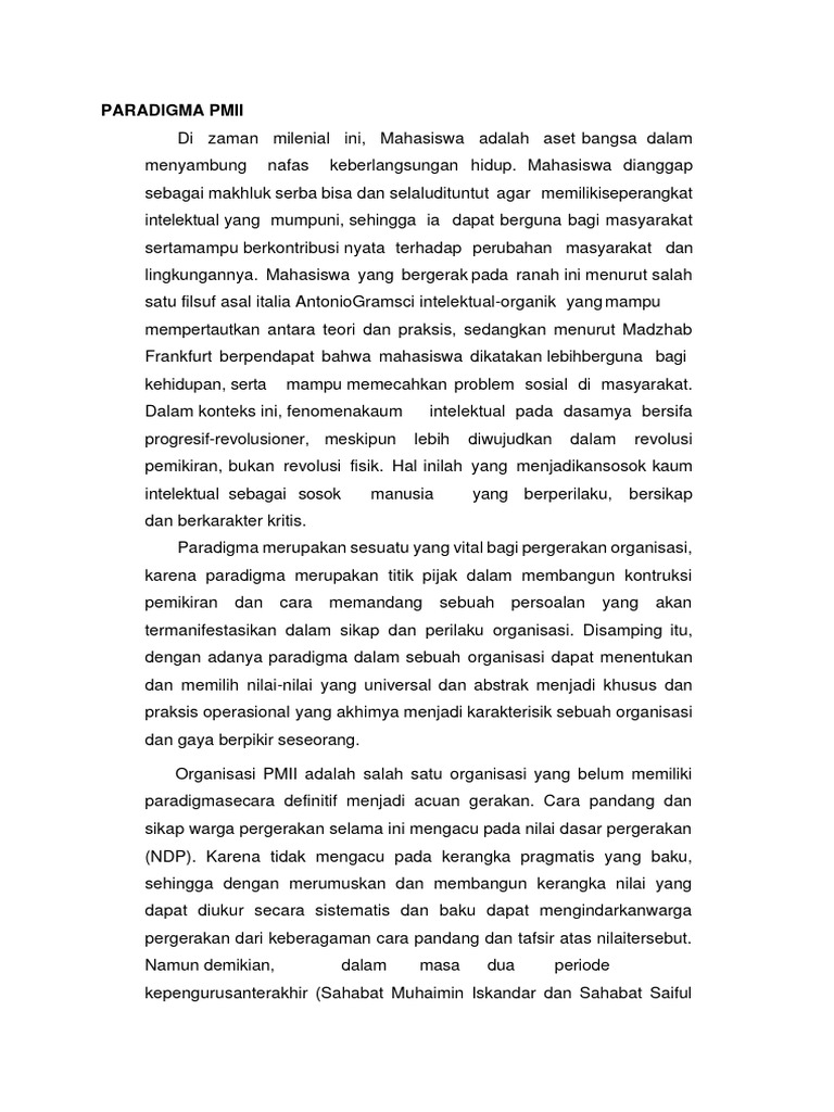 Materi Paradigma Pmii | PDF