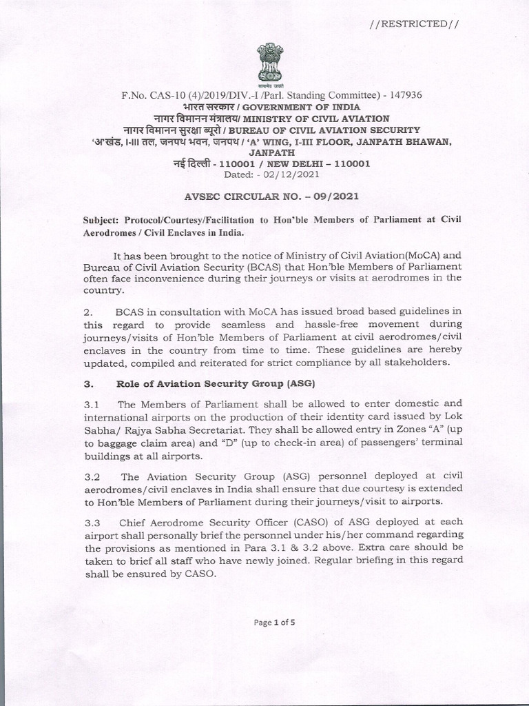 AvSec Circular No 09 of 2021 | PDF