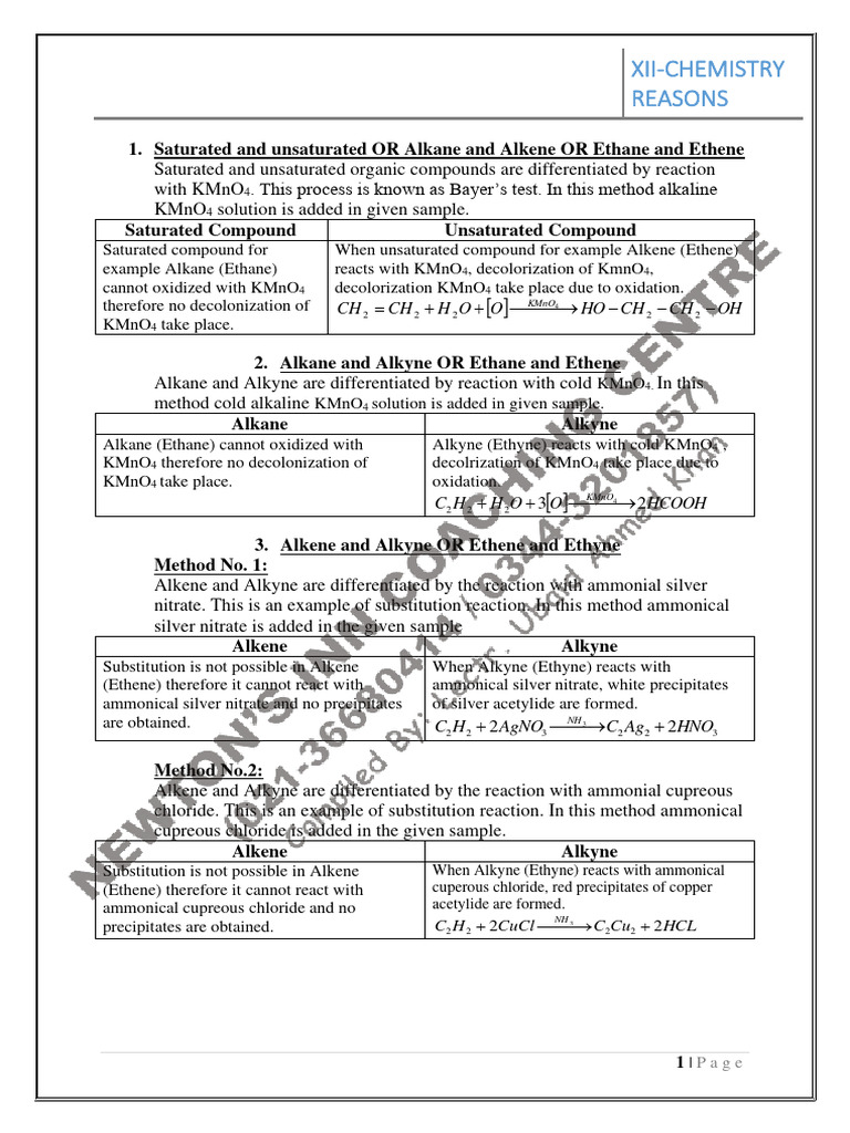 Chemistry Tests for Organic Compounds | PDF | Alkene | Aldehyde