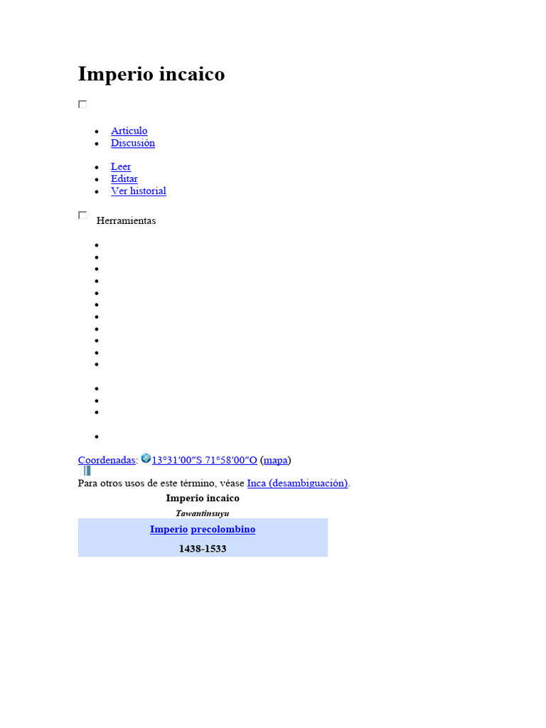Imperio Incaico | PDF | Imperio Inca | Perú