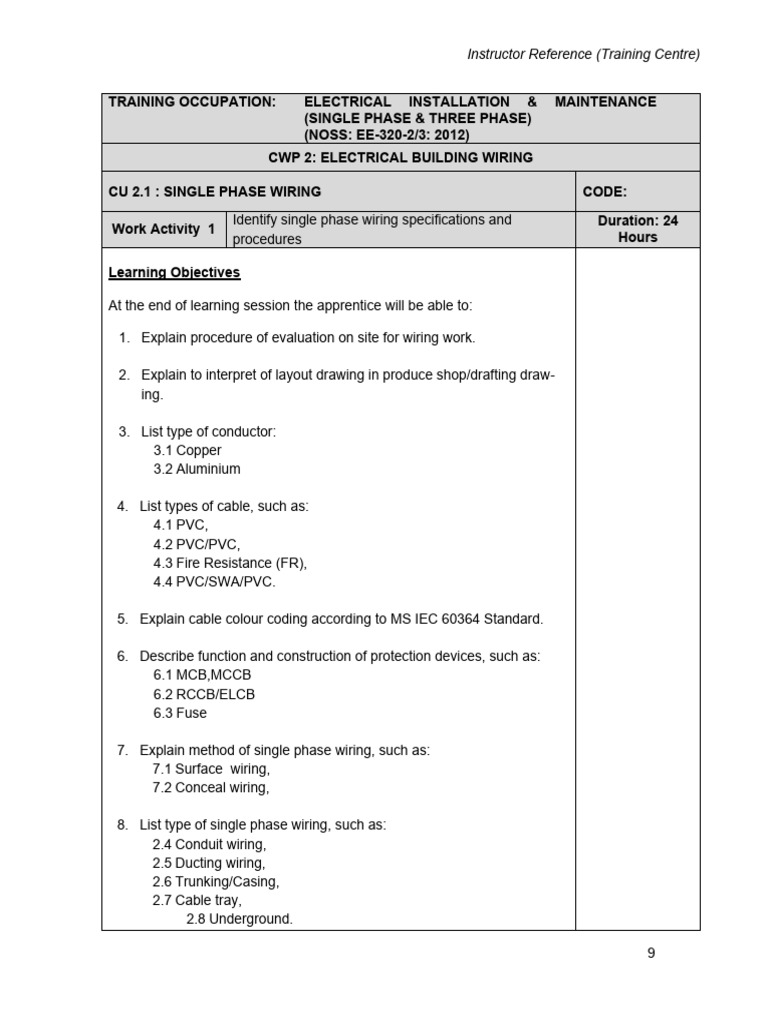 Instructor Reference (Training Centre) | Download Free PDF | Electrical Wiring | Electrical ...
