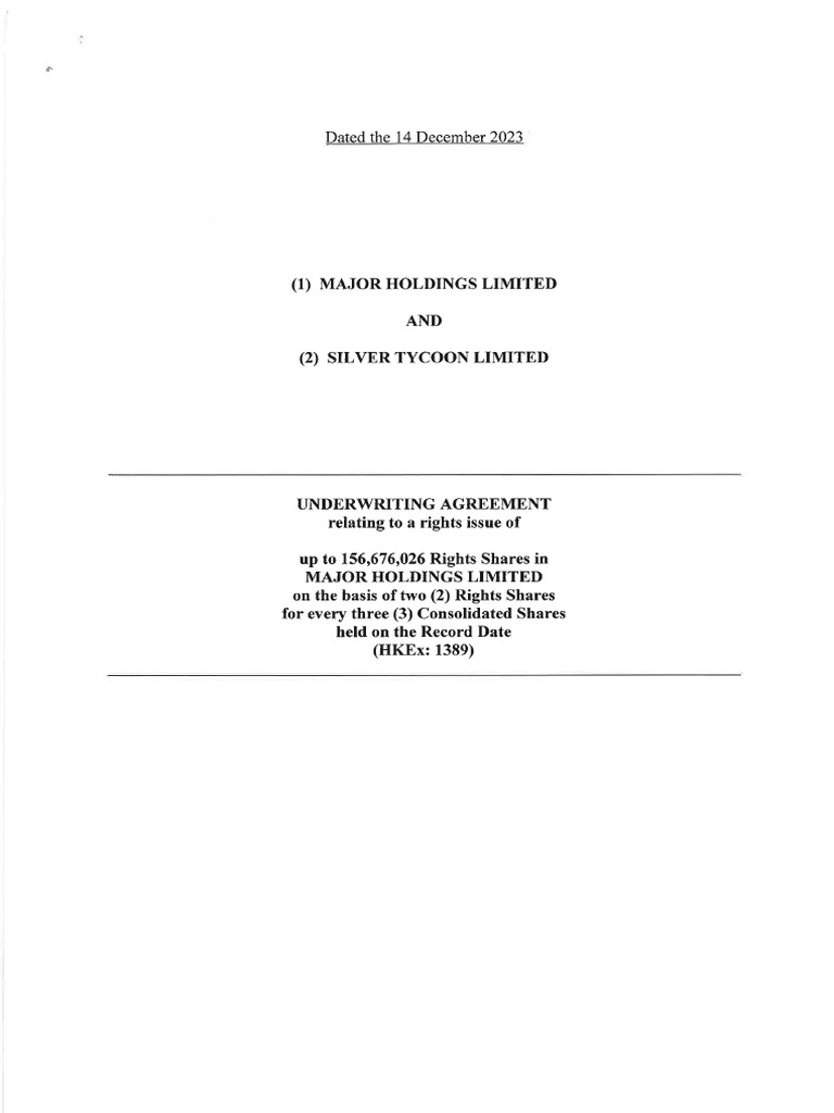 Underwriting Agreement | PDF