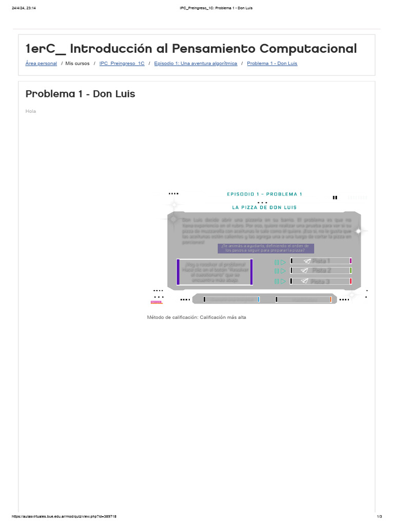 IPC - Preingreso - 1C - Problema 1 - Don Luis | Descargar gratis PDF | Algoritmos | Informática