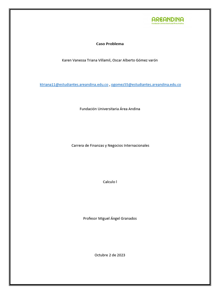 Calculo Eje 4 Caso Problema | PDF | Ecuaciones | Análisis matemático