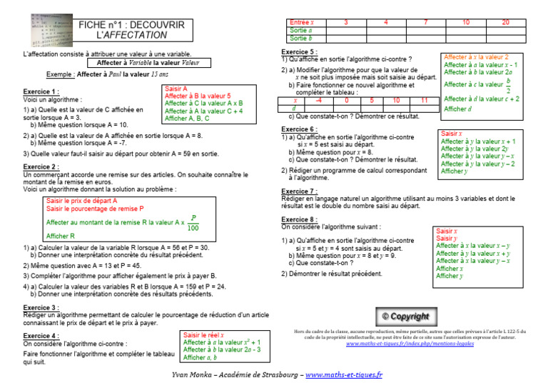 Affectation 1 | PDF | Pourcentage