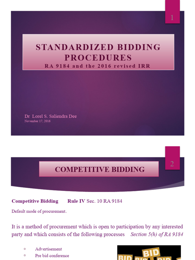 Standardized Bidding Procedures Guide | PDF | Procurement | Business