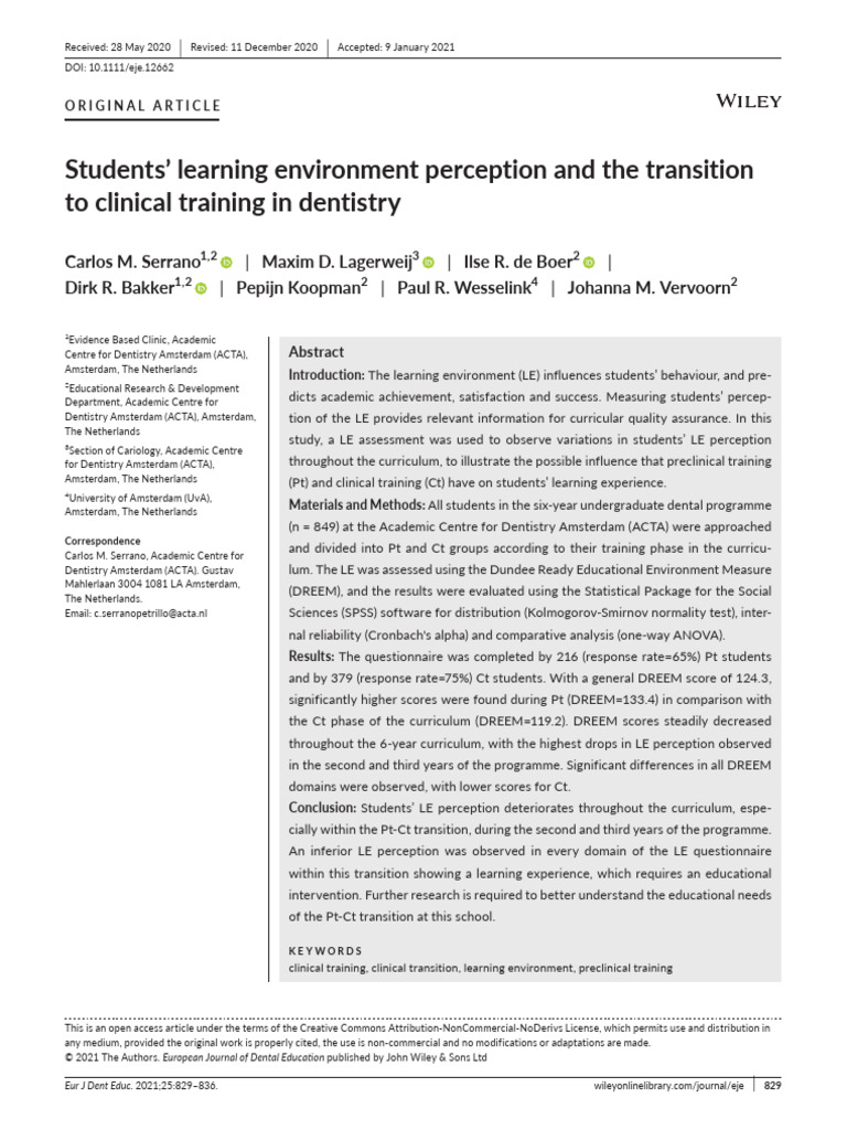 Students' Learning Environment Perception and The Transition | PDF ...