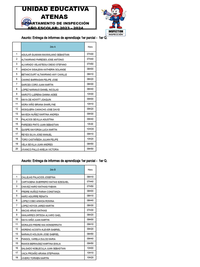 Horario Entrega de Libretas - 2°a 7°EGB | PDF