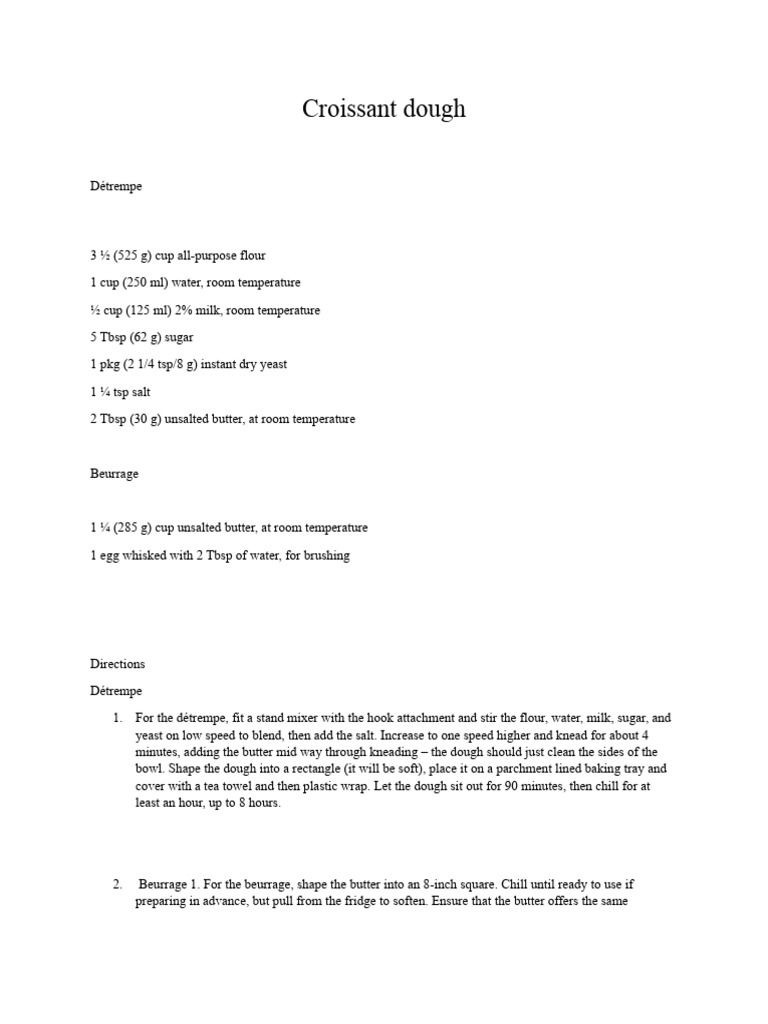 Croissant Dough Recipe Guide | PDF | Butter | Food And Drink Preparation