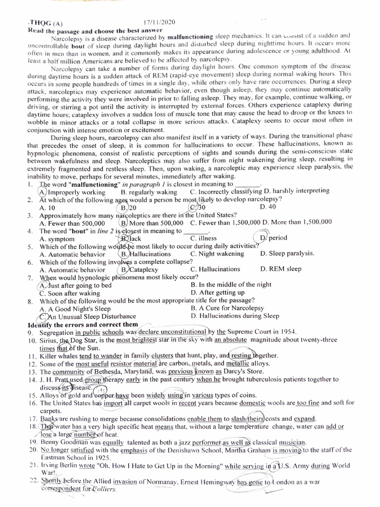 Another English Practice Test For National Examination | PDF | Sleep ...