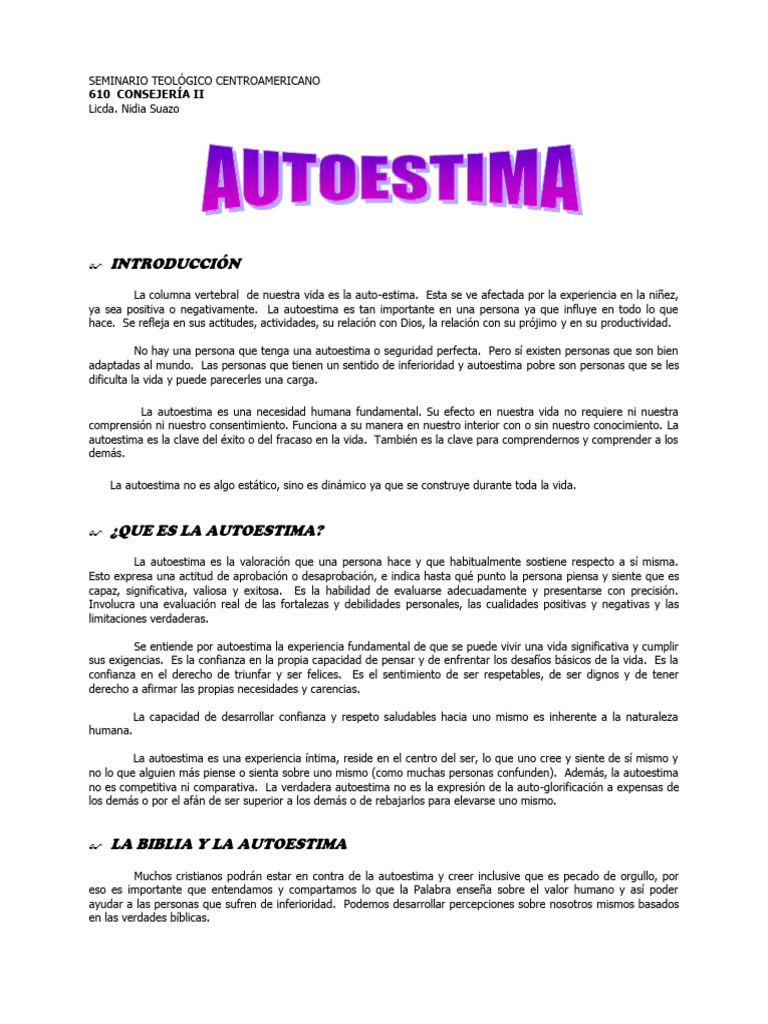 Auto Estim A | PDF | Autoestima | Pecado