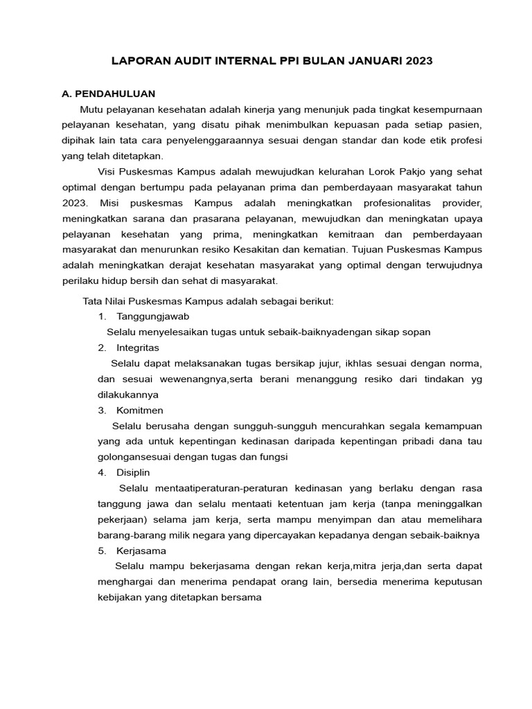 Audit Internal PPI Januari 2023 | PDF