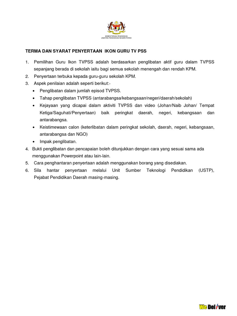 Syarat Pertandingan Ikon Guru TV PSS | PDF