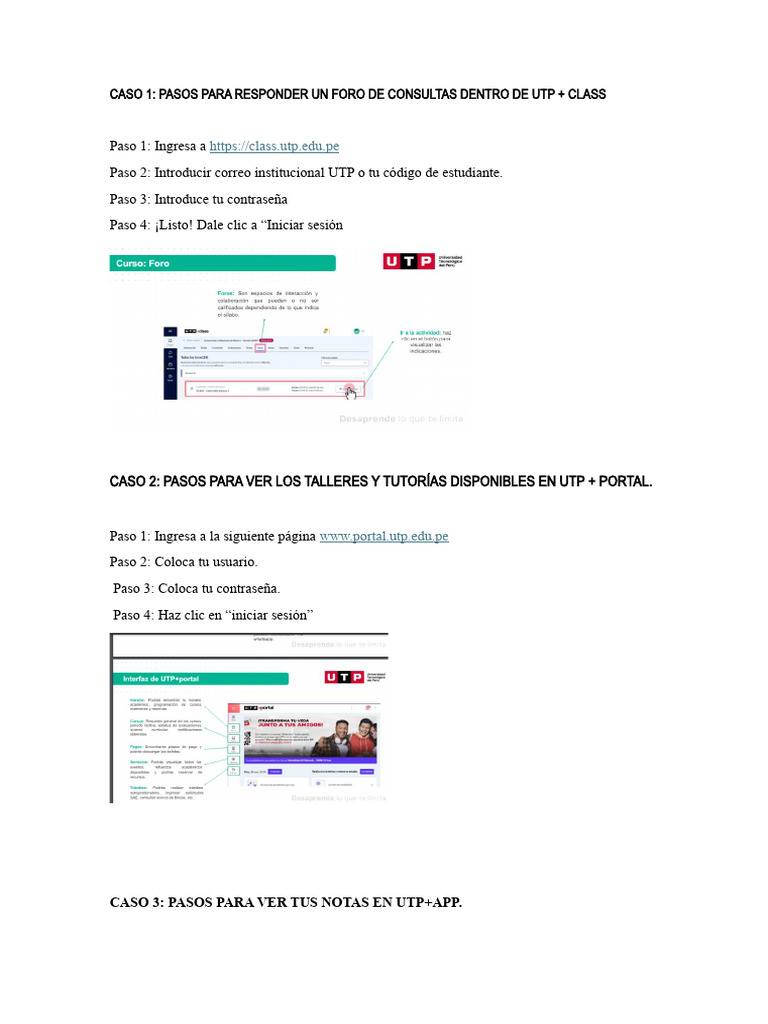 Guía de Acceso y Uso de Plataformas UTP | PDF