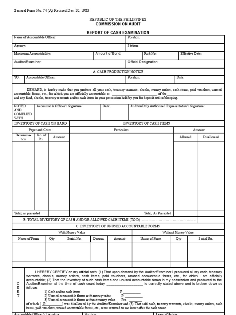 Cash Exam Form | PDF | Debits And Credits | Money
