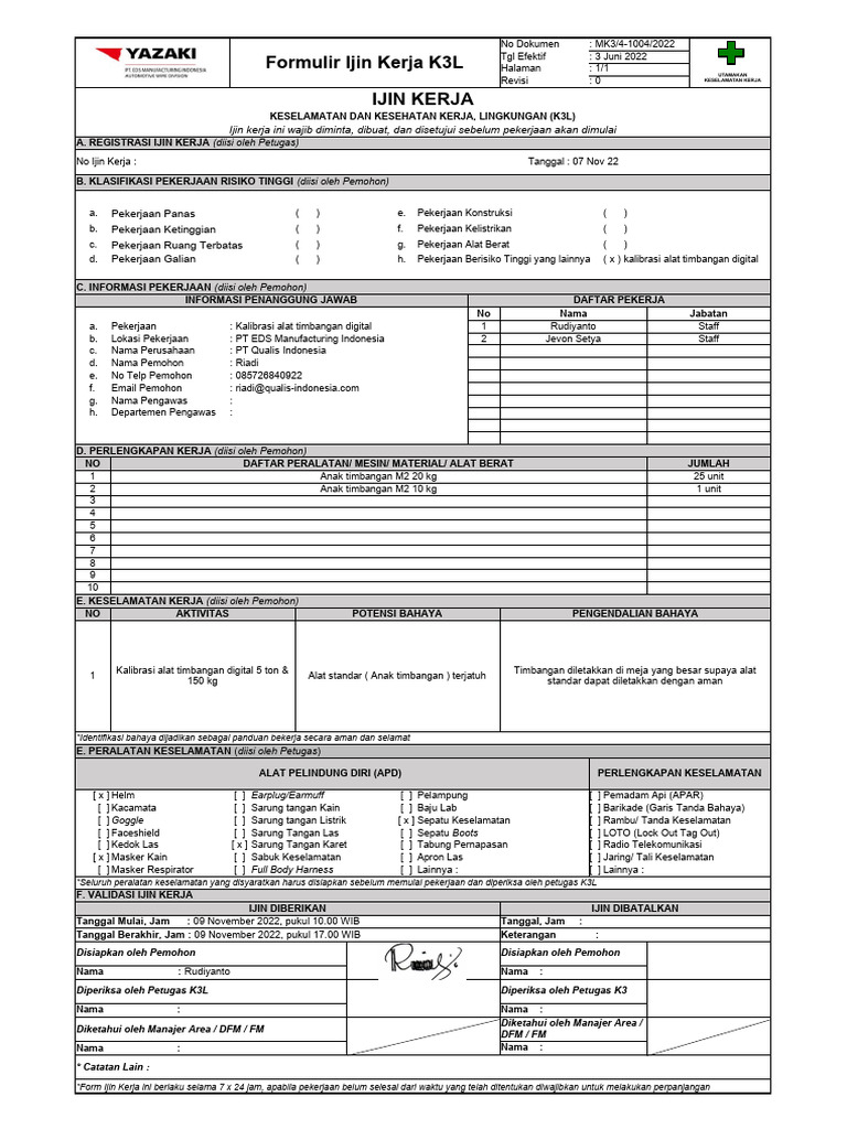 MK3!4!1004-2022 Formulir Ijin Kerja | PDF