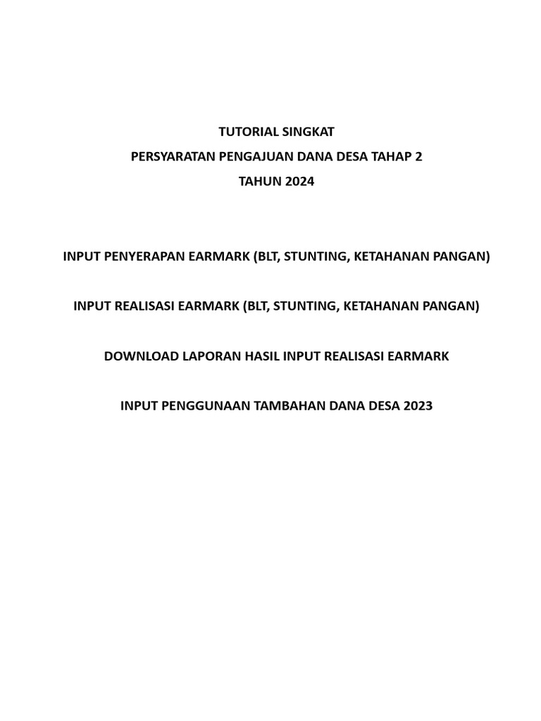TUTORIAL Input Realisasi BLT | PDF