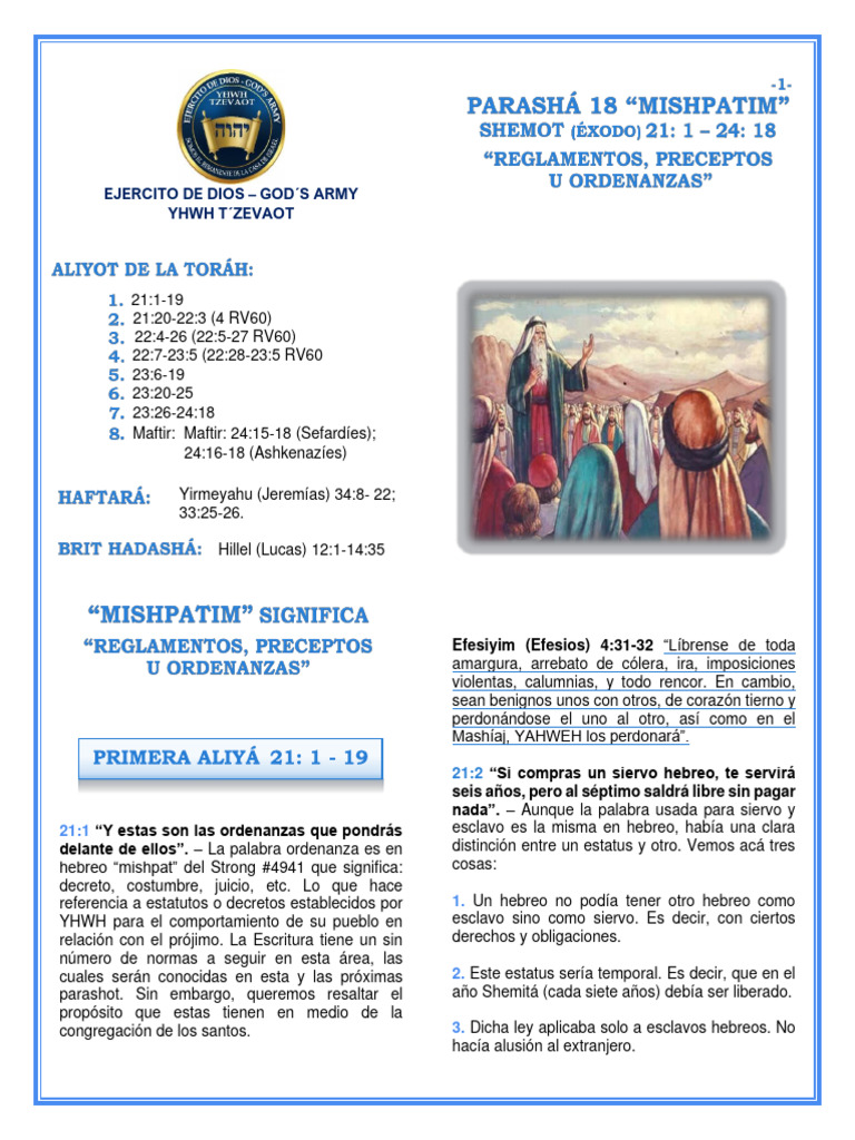 Parashá 18 Mishpatím Ok-0 PDF | PDF | Tetragrammaton | Libro del éxodo