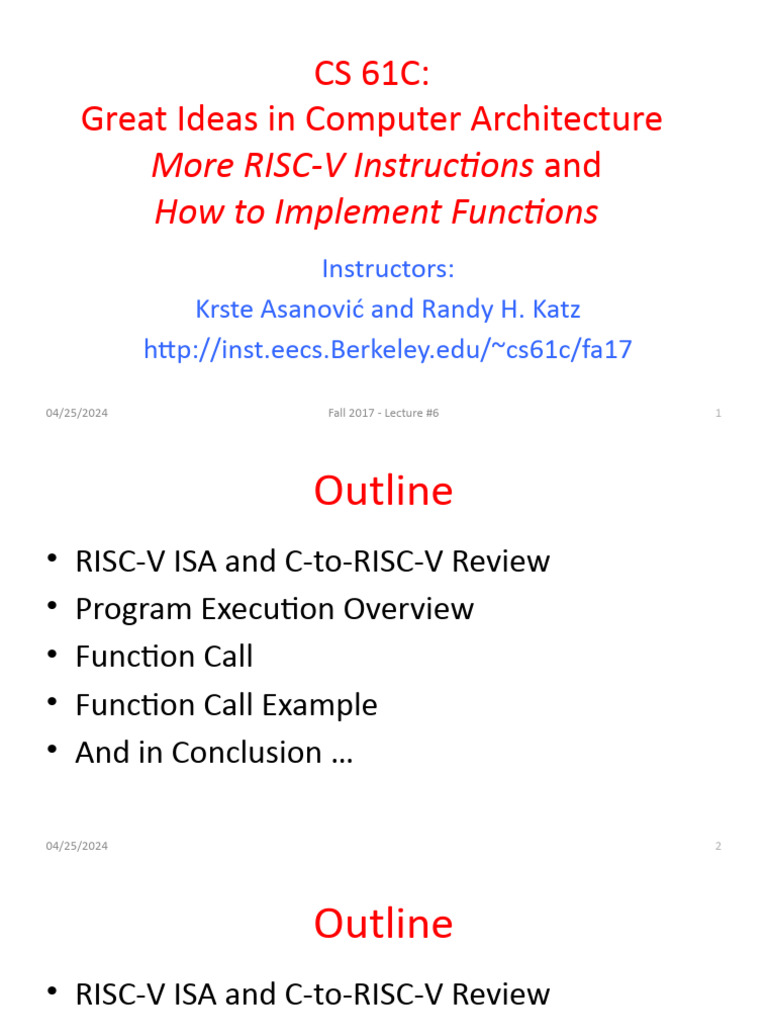 L06 RISCV Functions | PDF | Computing | Software Engineering
