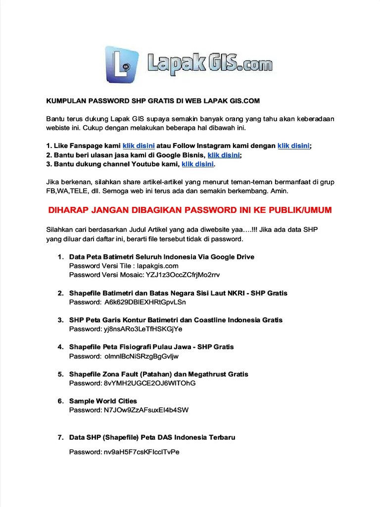 Pasword Lapak Gis | PDF