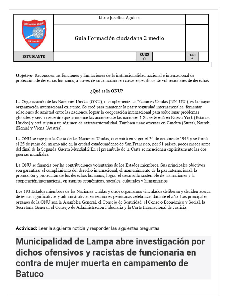 Formacion Ciudadana Pdf Naciones Unidas Relaciones Internacionales