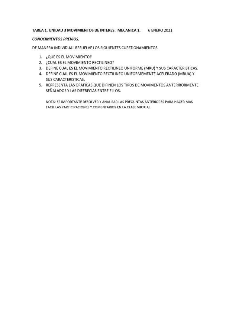 Tarea 1 Unidad 3 | PDF Tarea 1 Unidad 3 | PDF