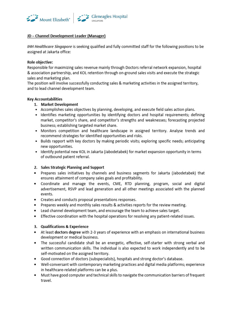 JD - Channel Development Leader (Manager) 1 | PDF | Sales | Marketing