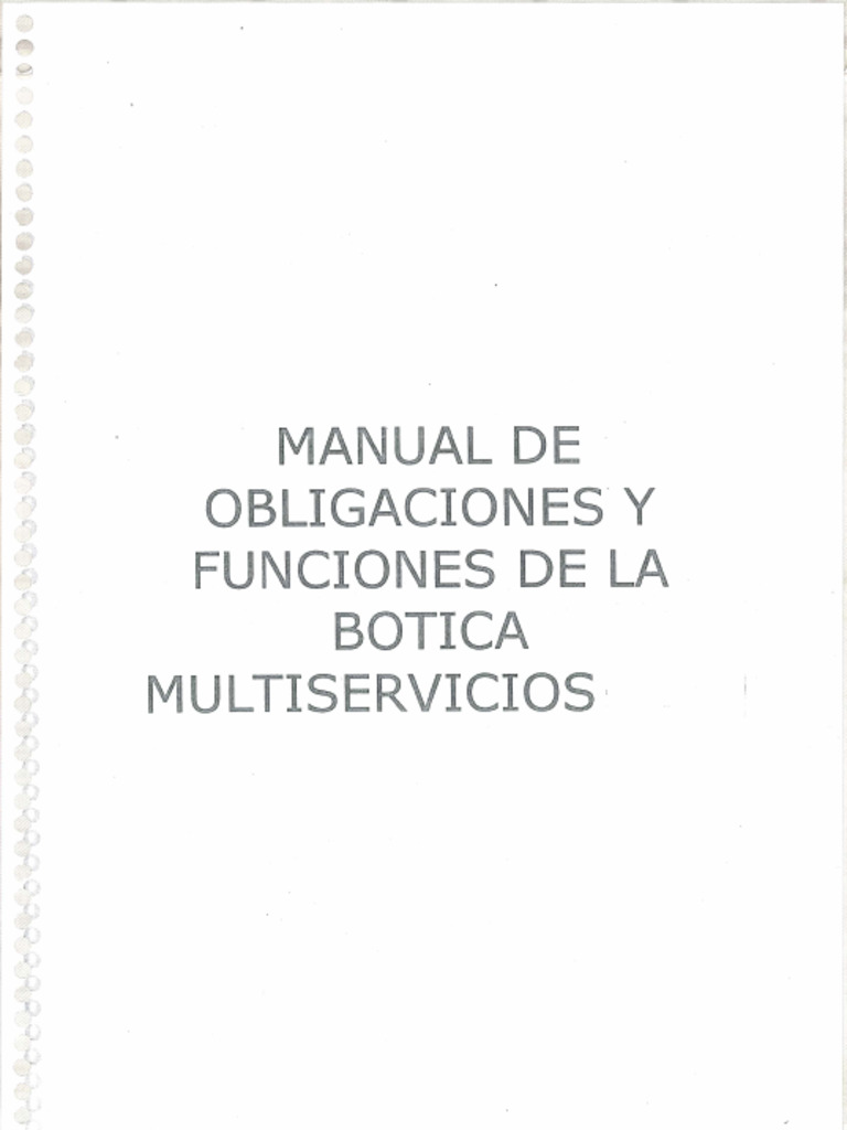 Manual de Obligaciones y Funciones de Una Botica | PDF