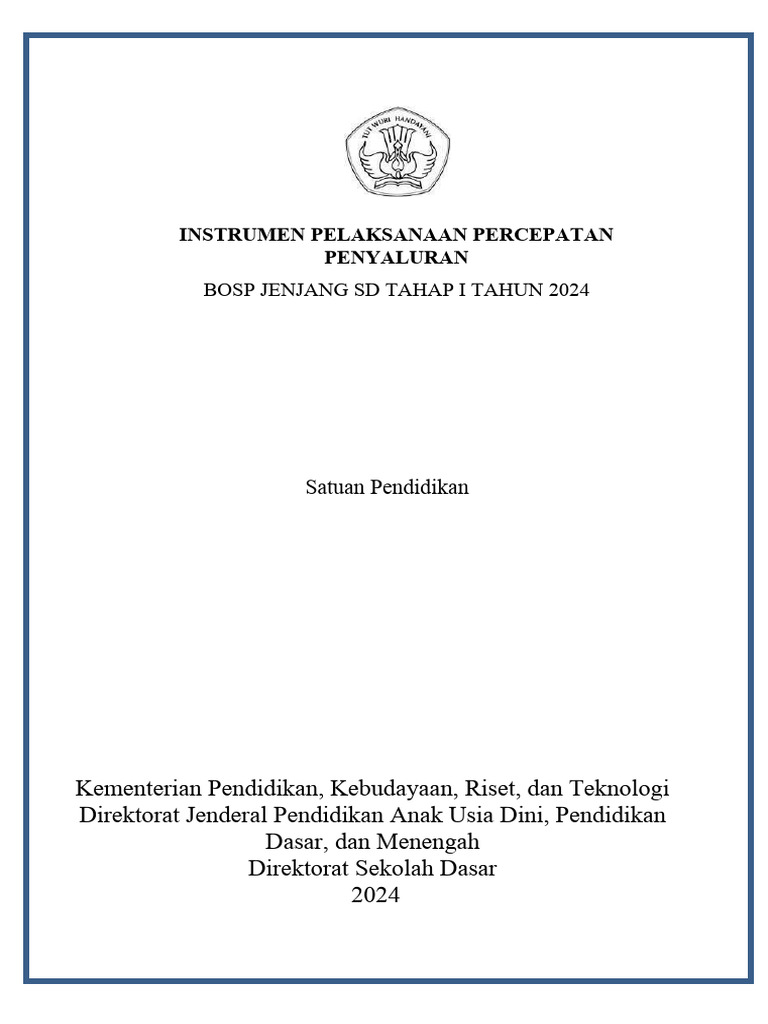 Instrumen Monev BOSP - Satuan Pendidikan | PDF
