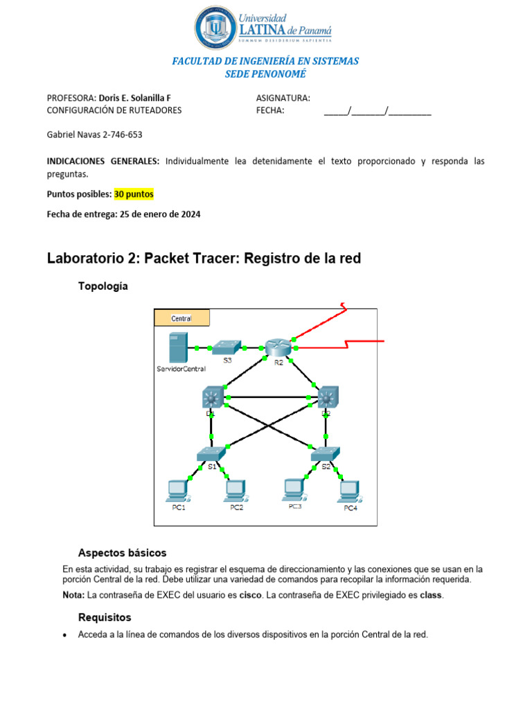 Registro de Red en Packet Tracer | PDF | Red de arquitectura ...