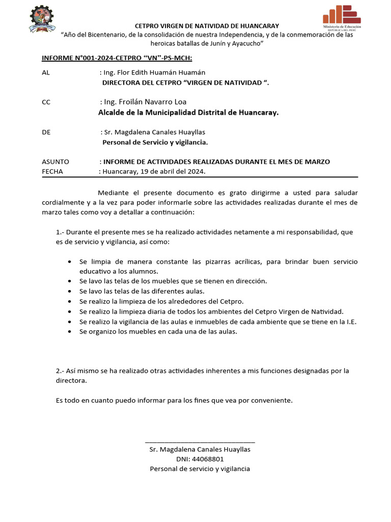 Informe 001 SR Magdalena | PDF