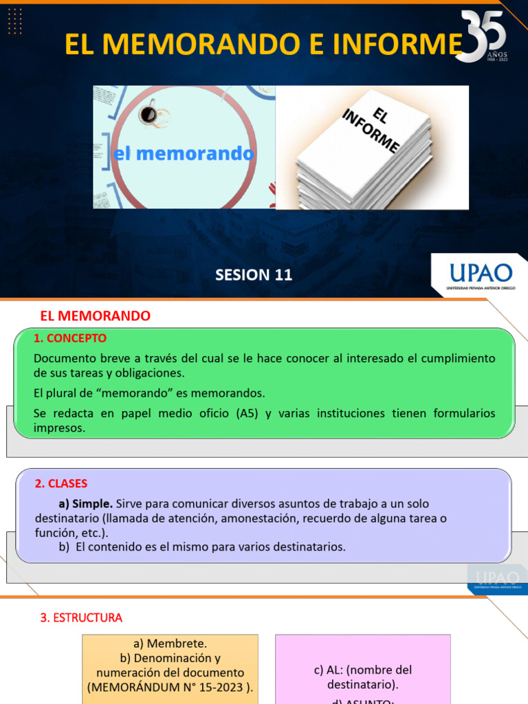 Sesión 11_memorando e Informe | PDF