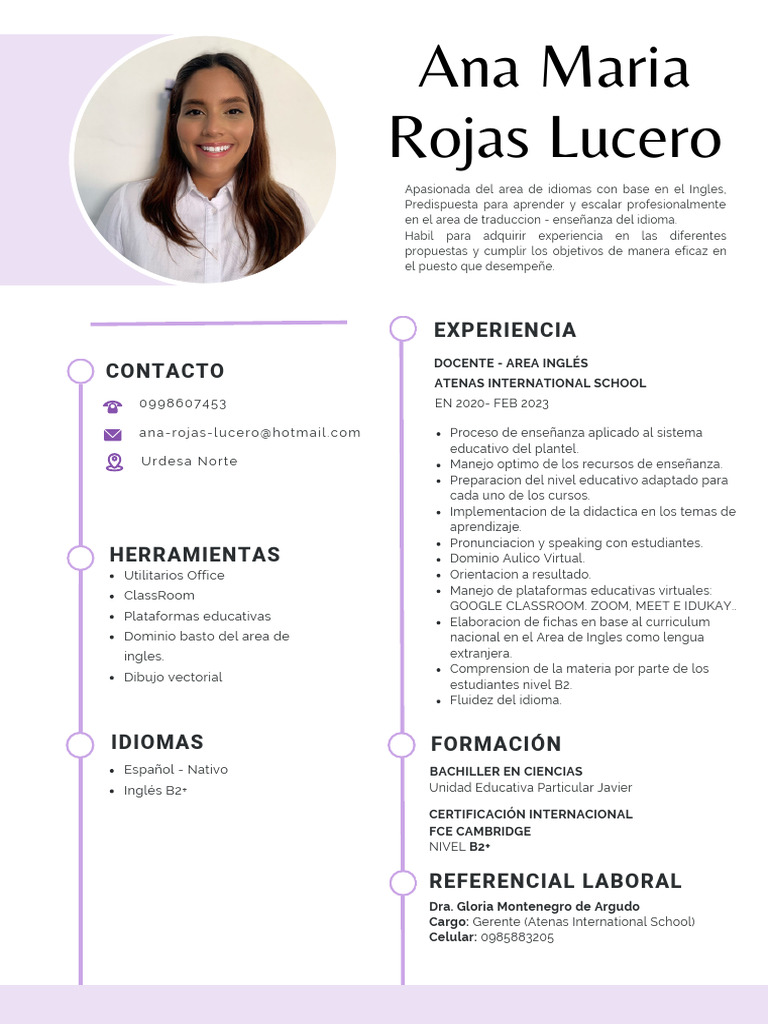 CV Ana Maria Rojas Lucero | PDF | Enseñando | Modificación de comportamiento