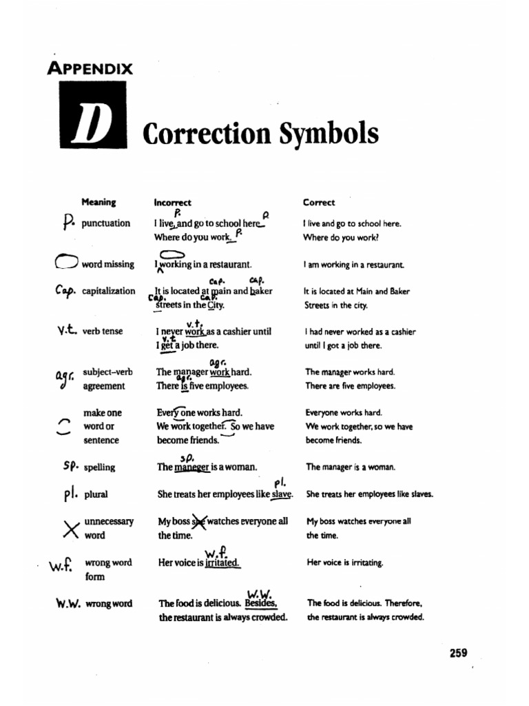 Symbol - Correction (Writing) | PDF